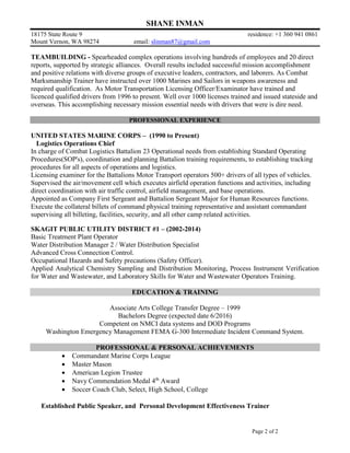 Shane Inman 2 page Res | PDF