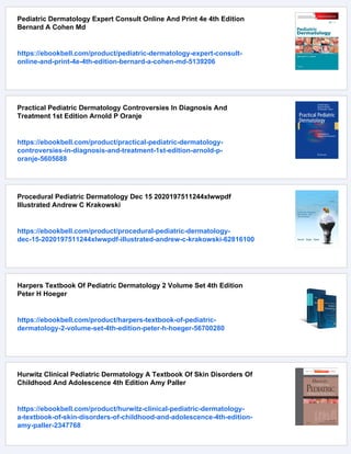 Pediatric Dermatology 4th Edition Lawrence A Schachner Md Ronald C Hansen Md | PDF