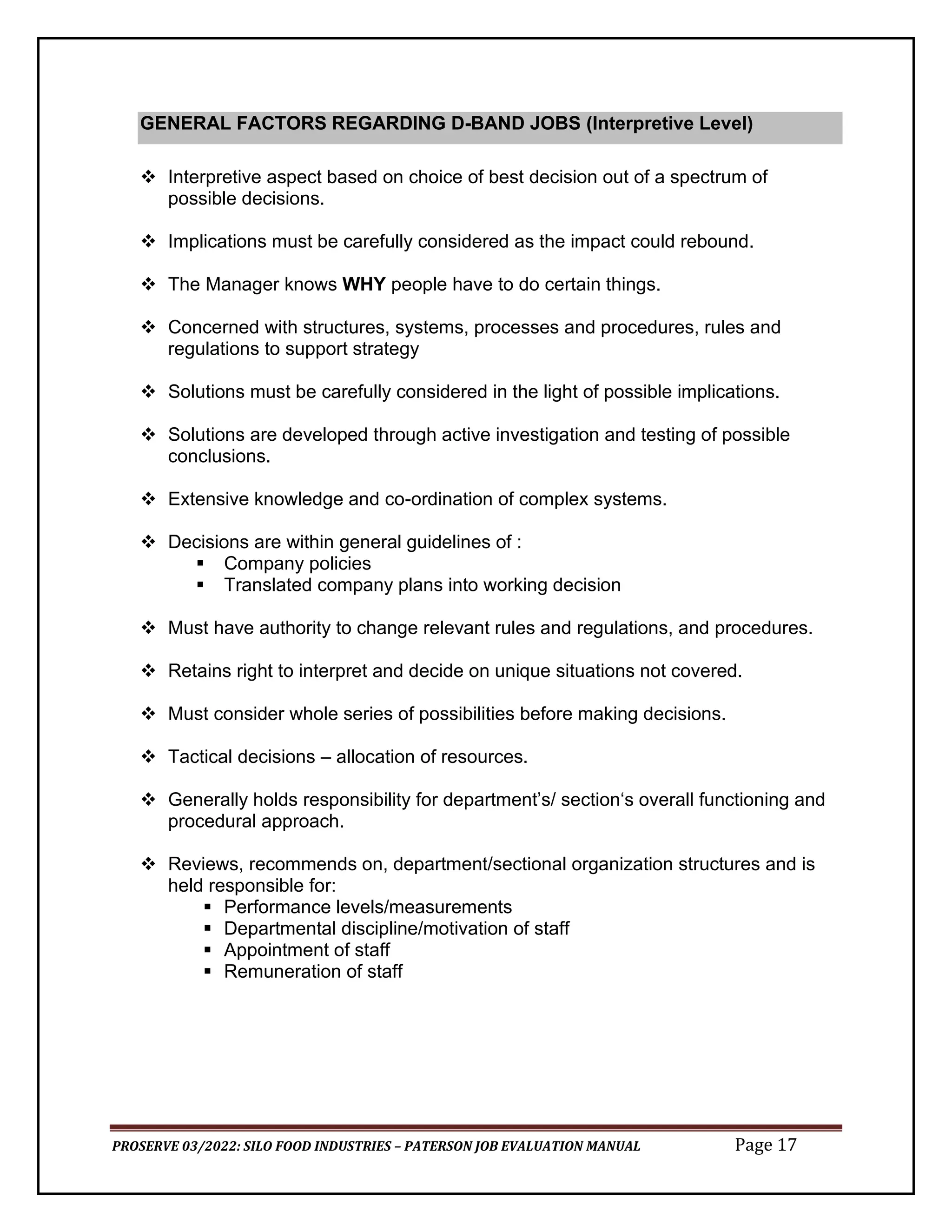 Paterson Framework of Job Evaluation at Workplace | PDF