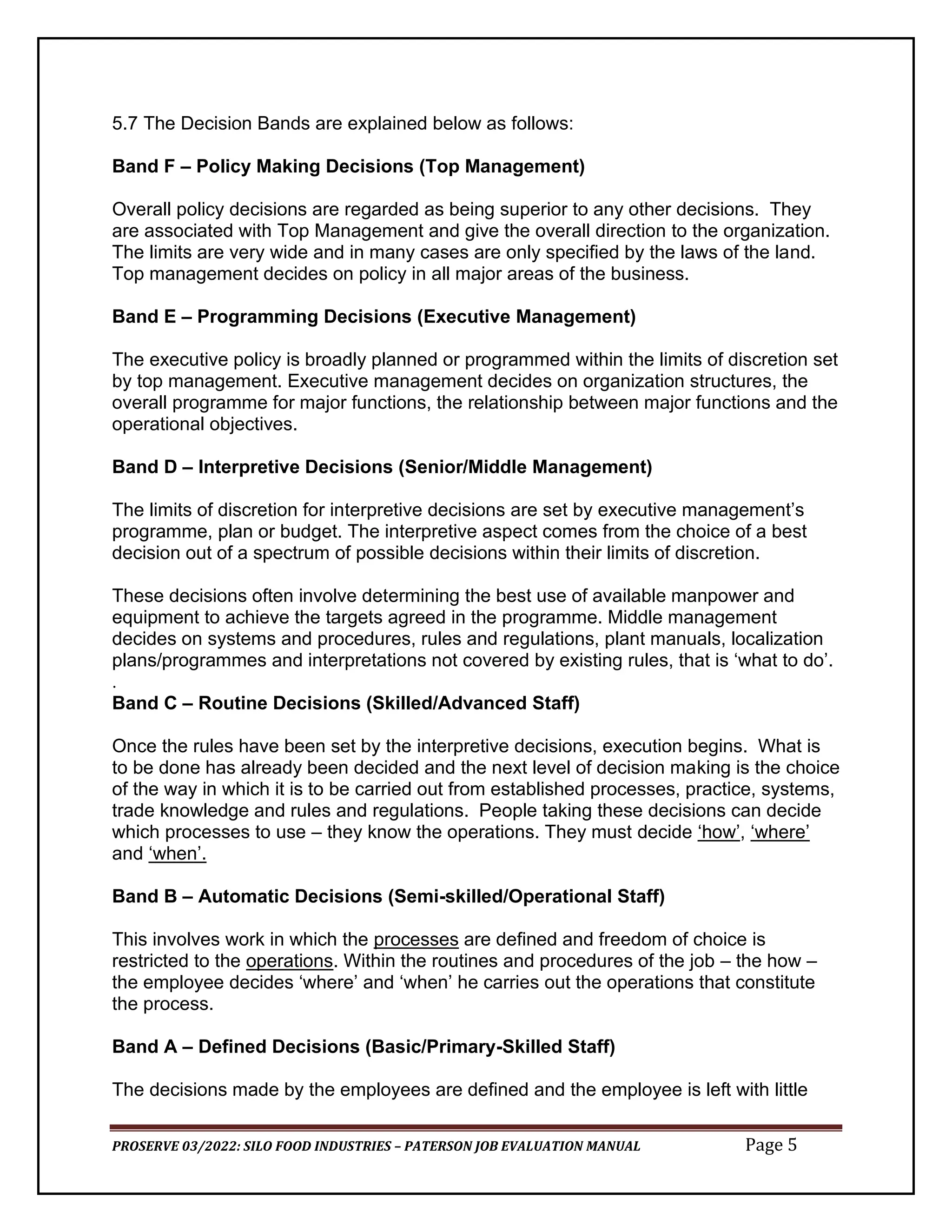 Paterson Framework of Job Evaluation at Workplace | PDF