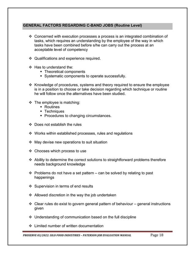 Paterson Framework of Job Evaluation at Workplace | PDF | Resume ...