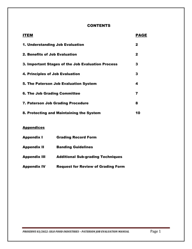 Paterson Framework of Job Evaluation at Workplace | PDF | Resume ...