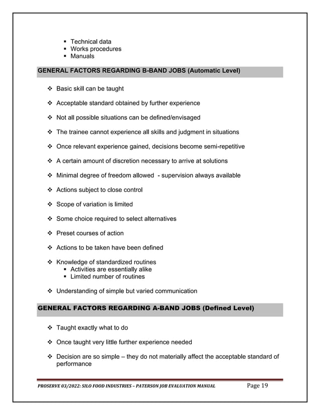 Paterson Framework of Job Evaluation at Workplace | PDF | Resume ...