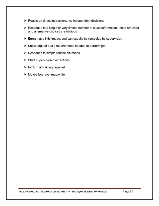 Paterson Framework of Job Evaluation at Workplace | PDF | Resume ...