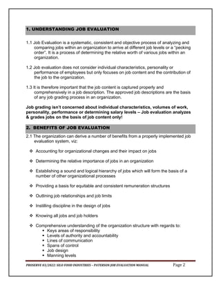 Paterson Framework of Job Evaluation at Workplace | PDF