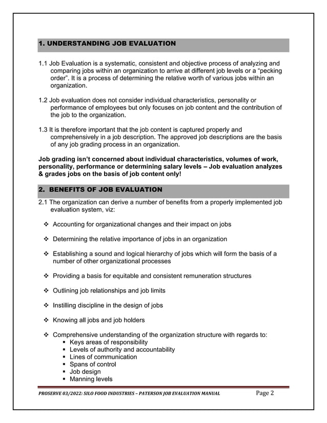Paterson Framework of Job Evaluation at Workplace | PDF | Resume ...