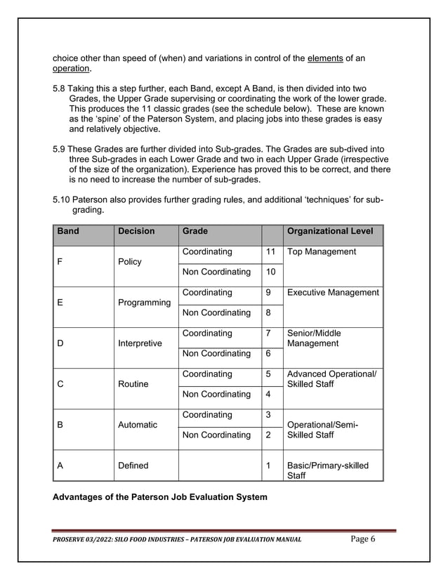Paterson Framework of Job Evaluation at Workplace | PDF | Resume ...