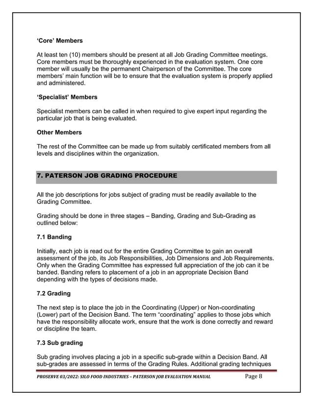 Paterson Framework of Job Evaluation at Workplace | PDF | Resume ...