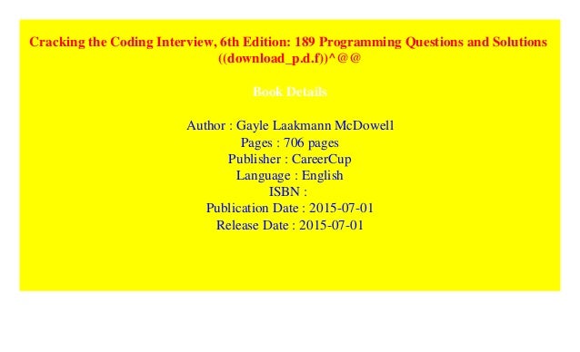 Cracking the Coding Interview, 6th Edition: 189 Programming Questions ... Cracking the Coding Interview, 6th Edition: 189 Programming Questions ...