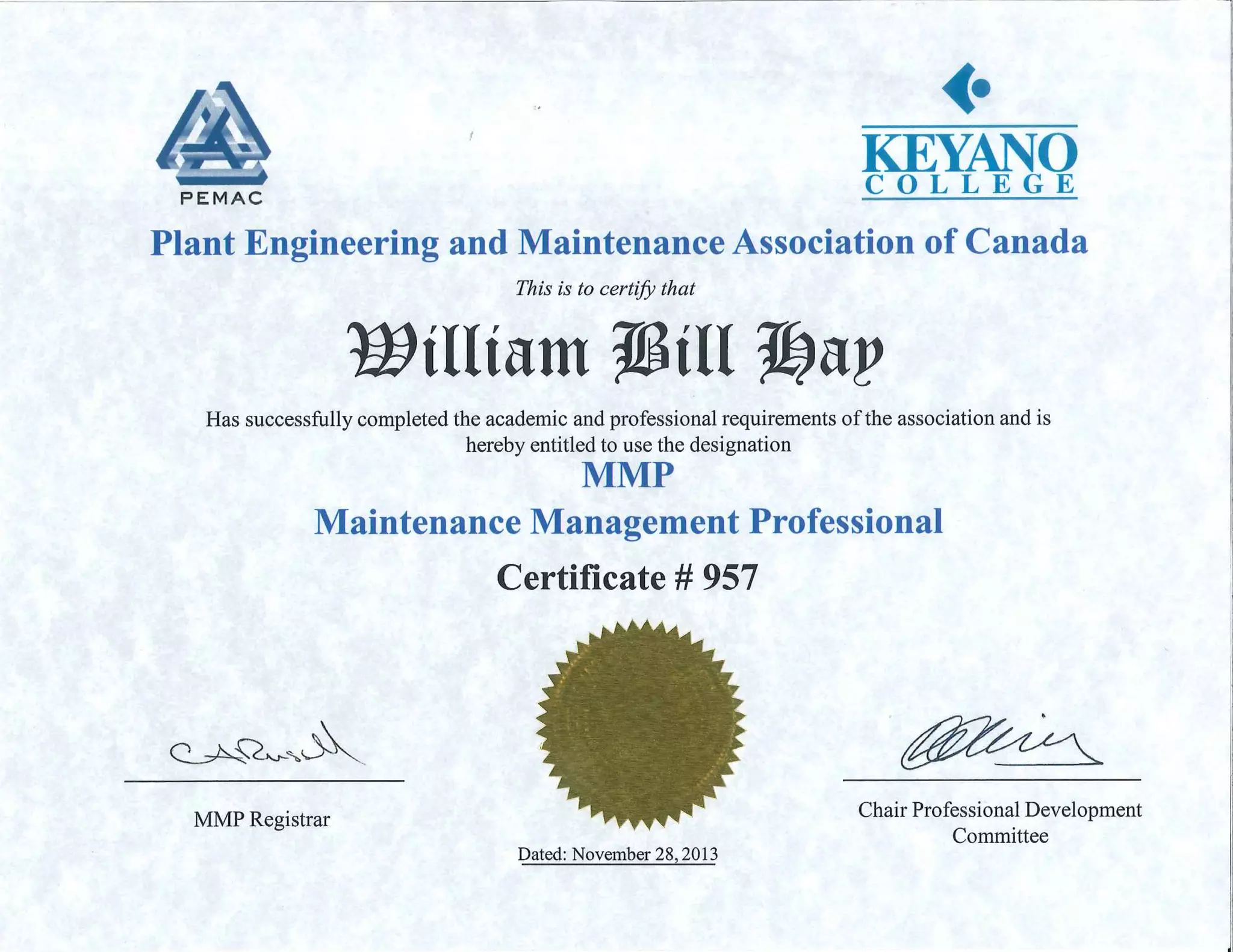 BILL HAY CERTS | PDF