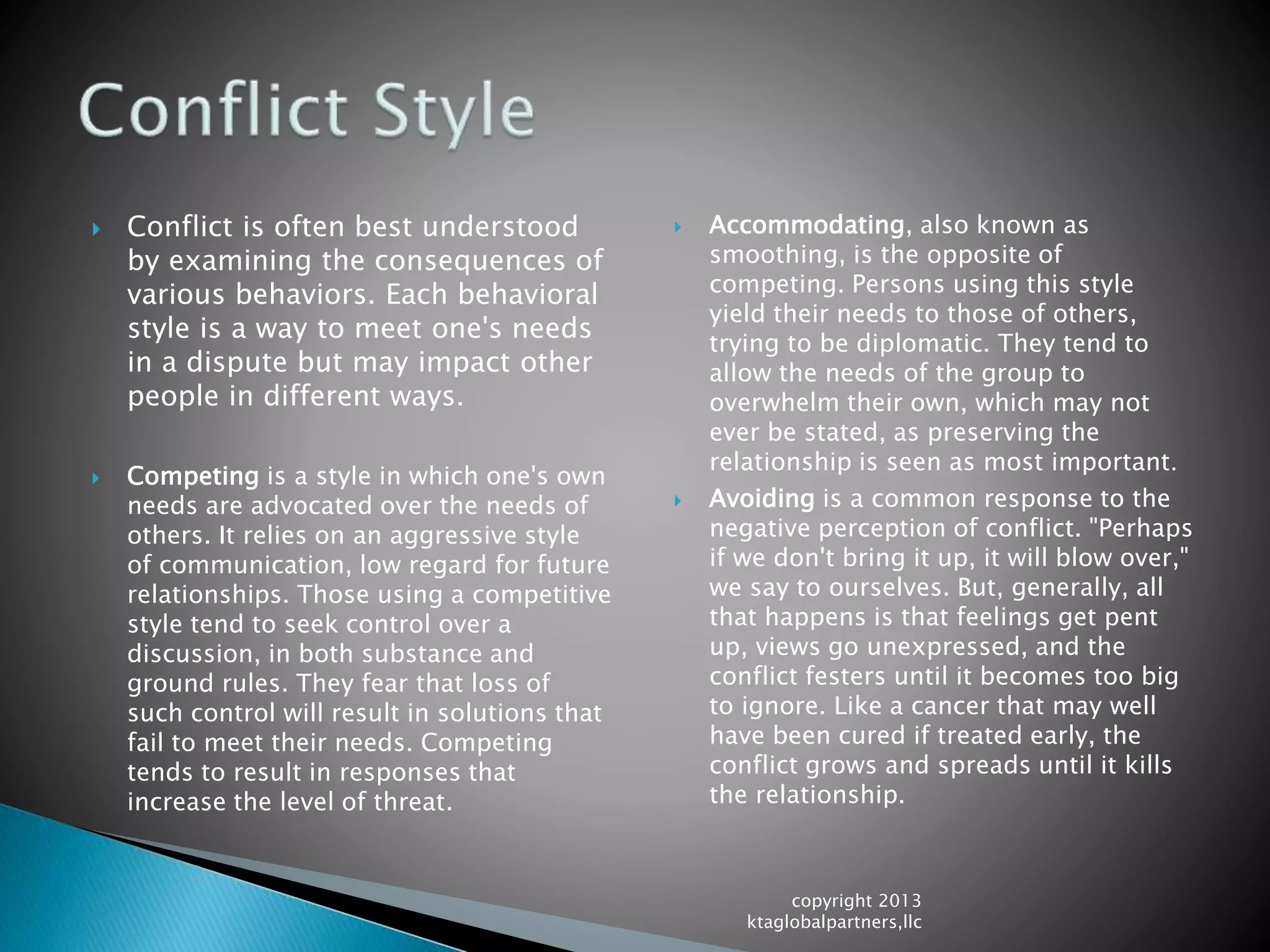 Understanding and Managing Conflict DynamicsSpte 17 2011 | PPTX