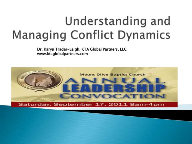 Understanding and Managing Conflict DynamicsSpte 17 2011 | PPT