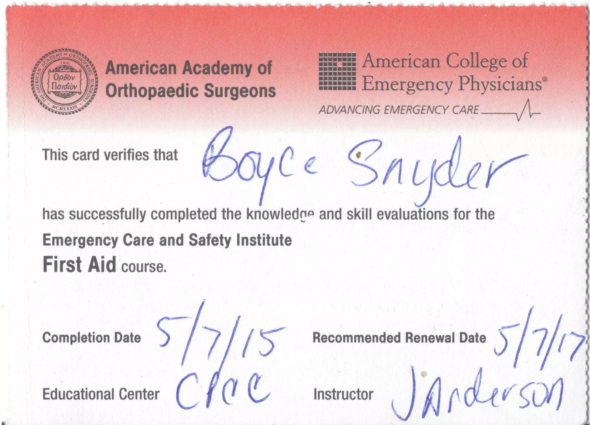 American Academy of Orthopaedic Surgeons Emergency Care and Safety Institute First Aid ...