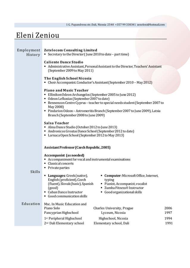 Eleni Zeniou CV2014 | PDF