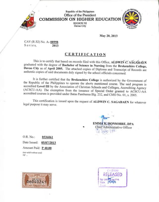 college TOR,RLE & Diploma | PDF | College Education | Education