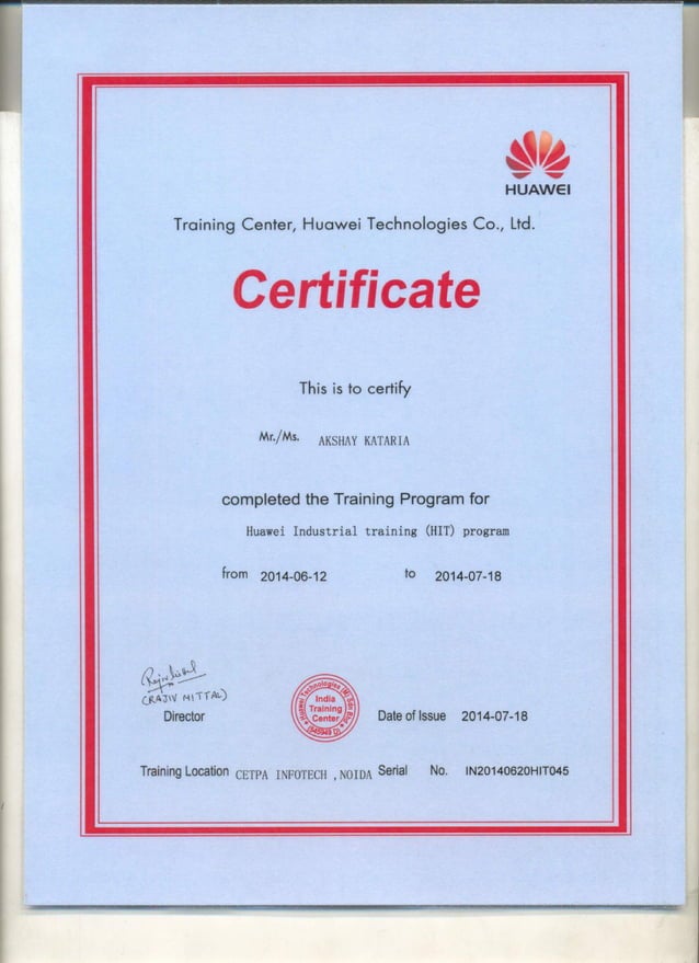 Huawei Certificate | PDF