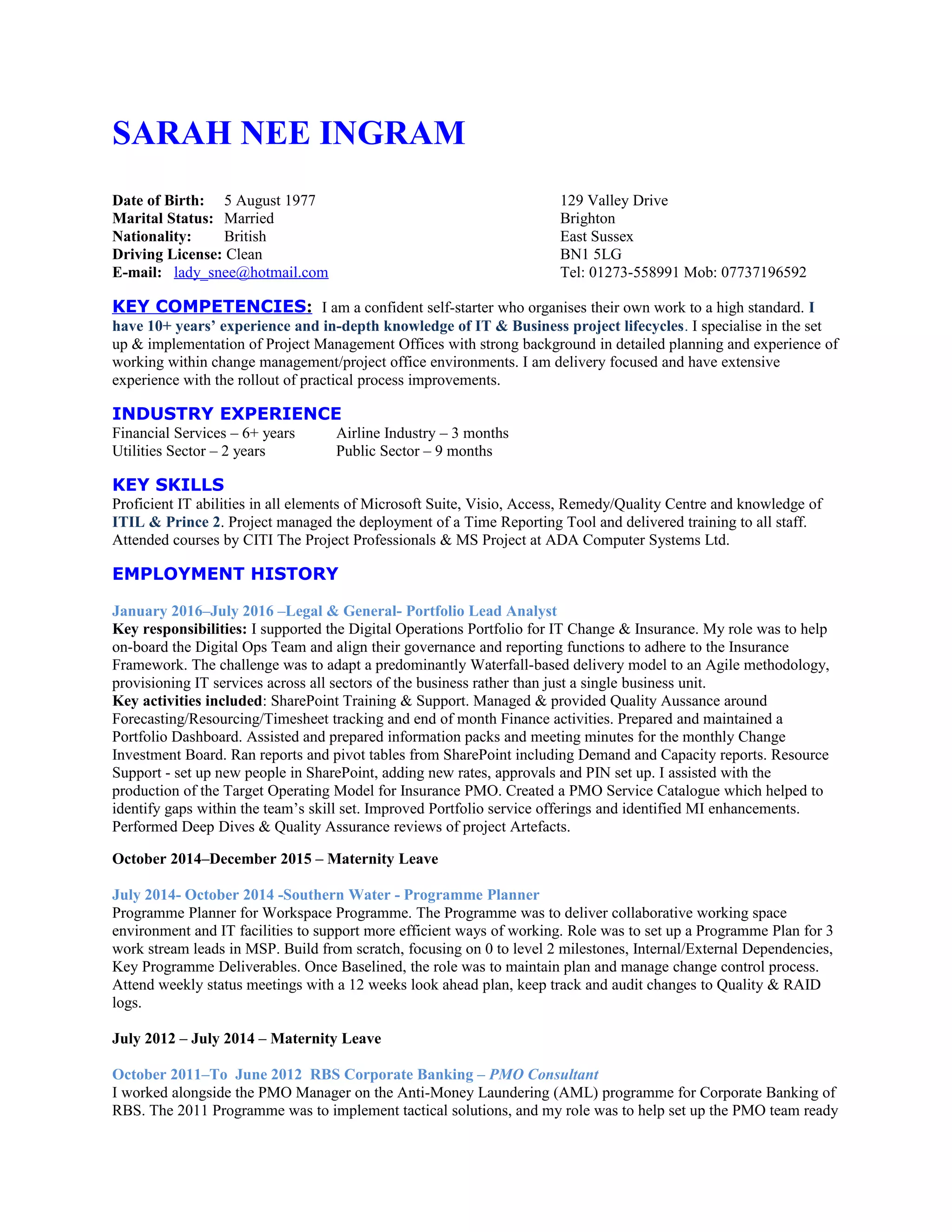 Sarah_Nee_Ingram_CV_2016 | PDF