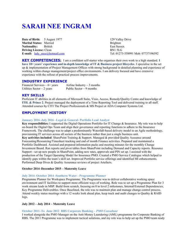 Sarah_Nee_Ingram_CV_2016 | PDF