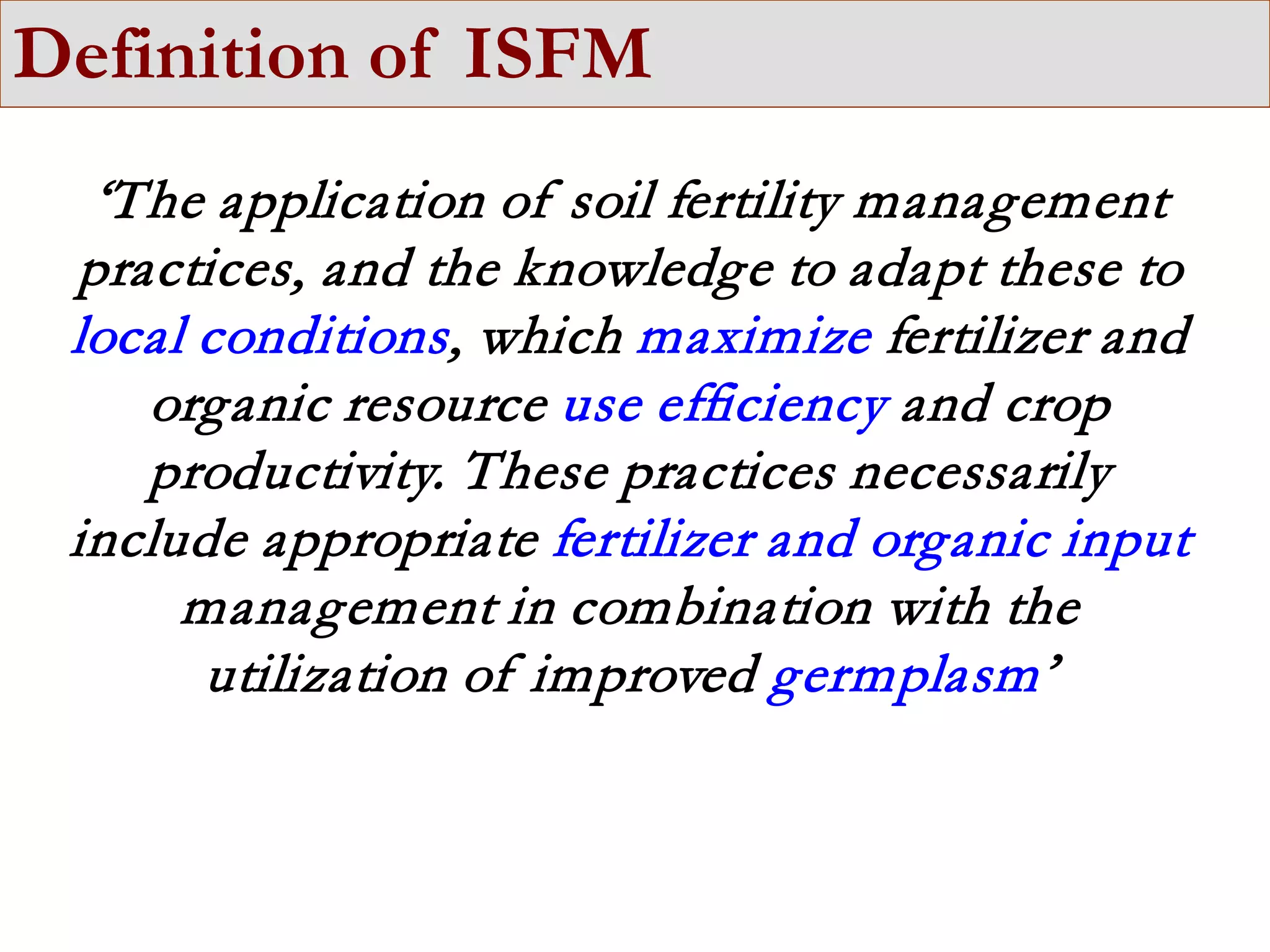 Integrated soil fertility management: definition and impact on ...