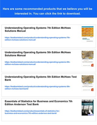 Understanding Operating Systems 8th Edition McHoes Solutions Manual | PDF