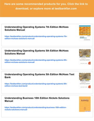 Understanding Operating Systems 8th Edition McHoes Solutions Manual | PDF