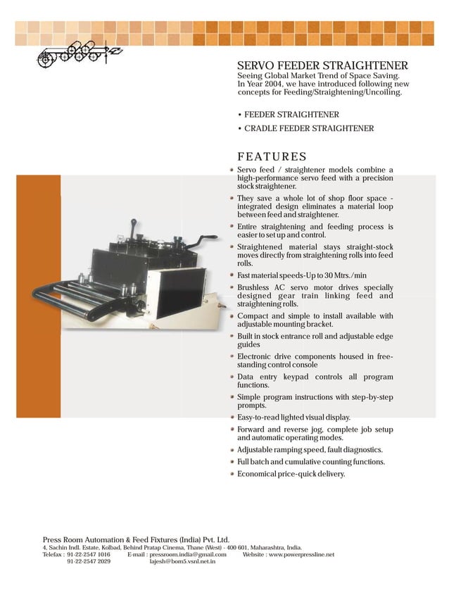 High Speed Mechanical Roll Feeder, NC Servo Feeder | PDF