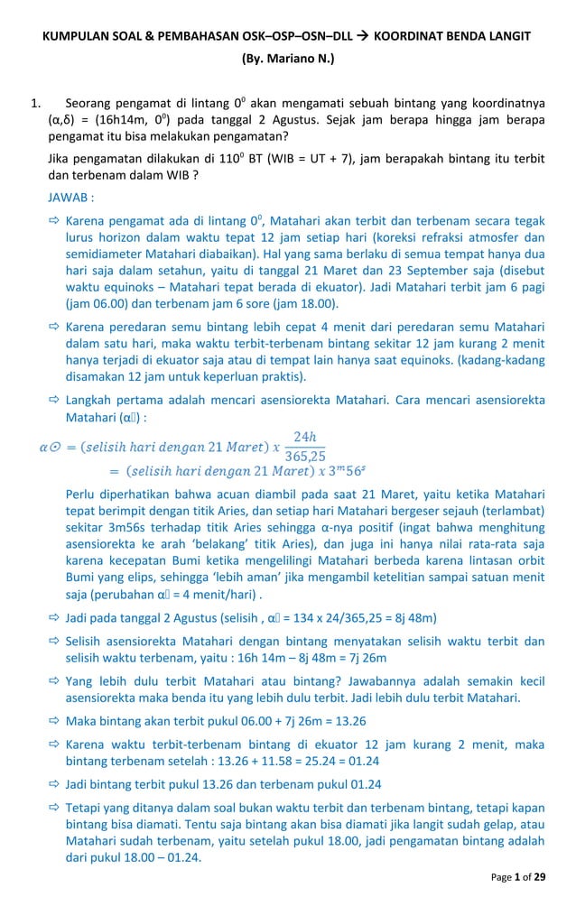 56852806 solusi-soal-soal-osn-koordinat-bola-langit | DOC
