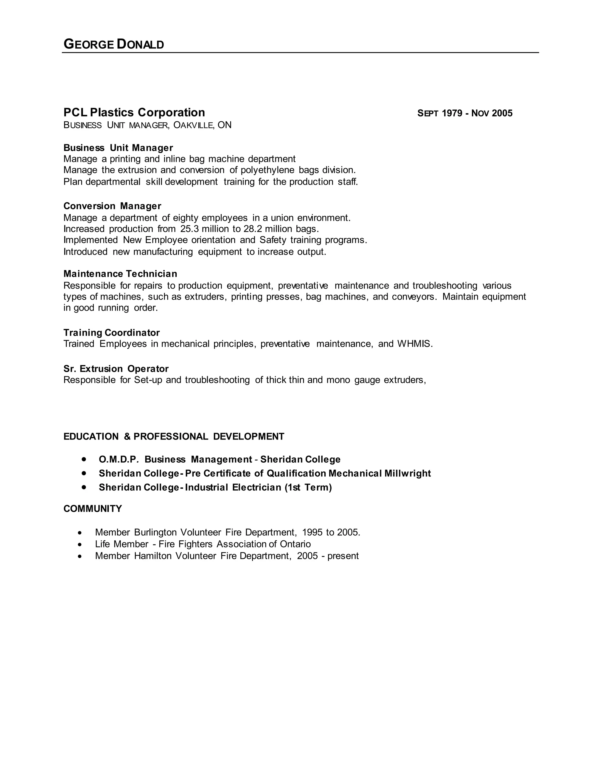 George Donald Resume 2015 | DOCX