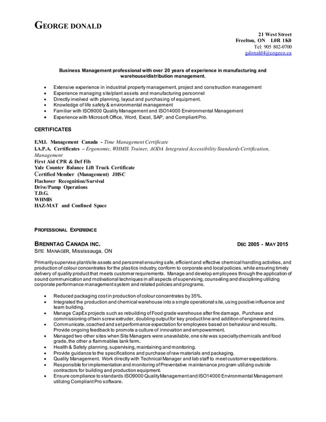 George Donald Resume 2015 | PDF