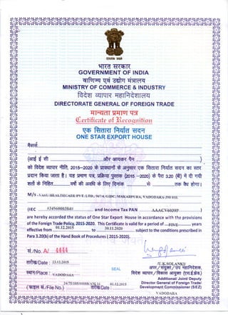 Vasu awarded Star Export House | PDF