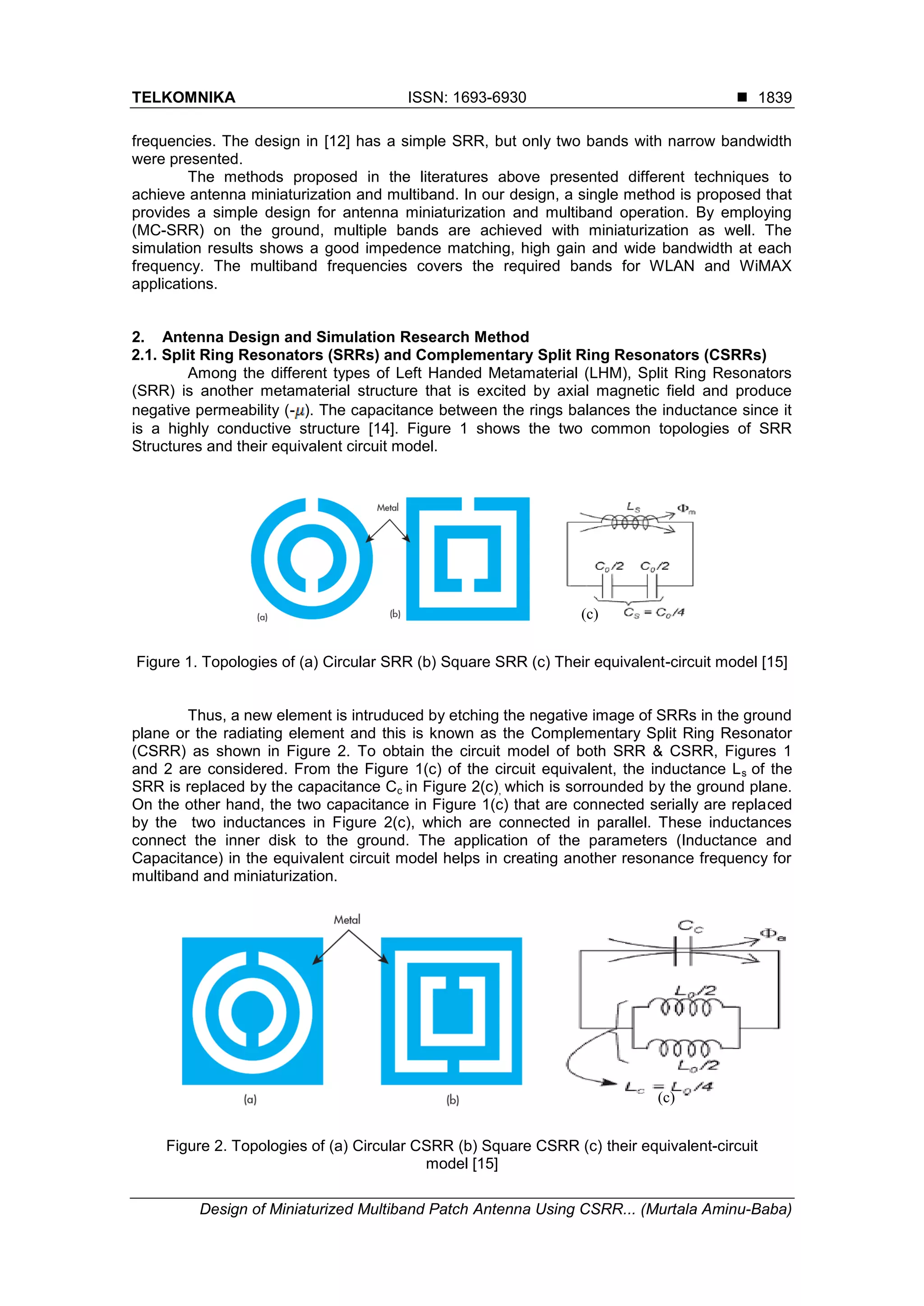 Design of Miniaturized Multiband Patch Antenna Using CSRR for WLAN ...