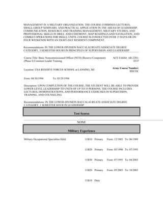 ARMY TRANSCRIPT | DOC