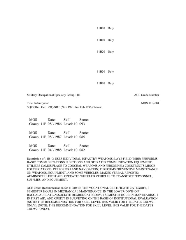 ARMY TRANSCRIPT | DOC