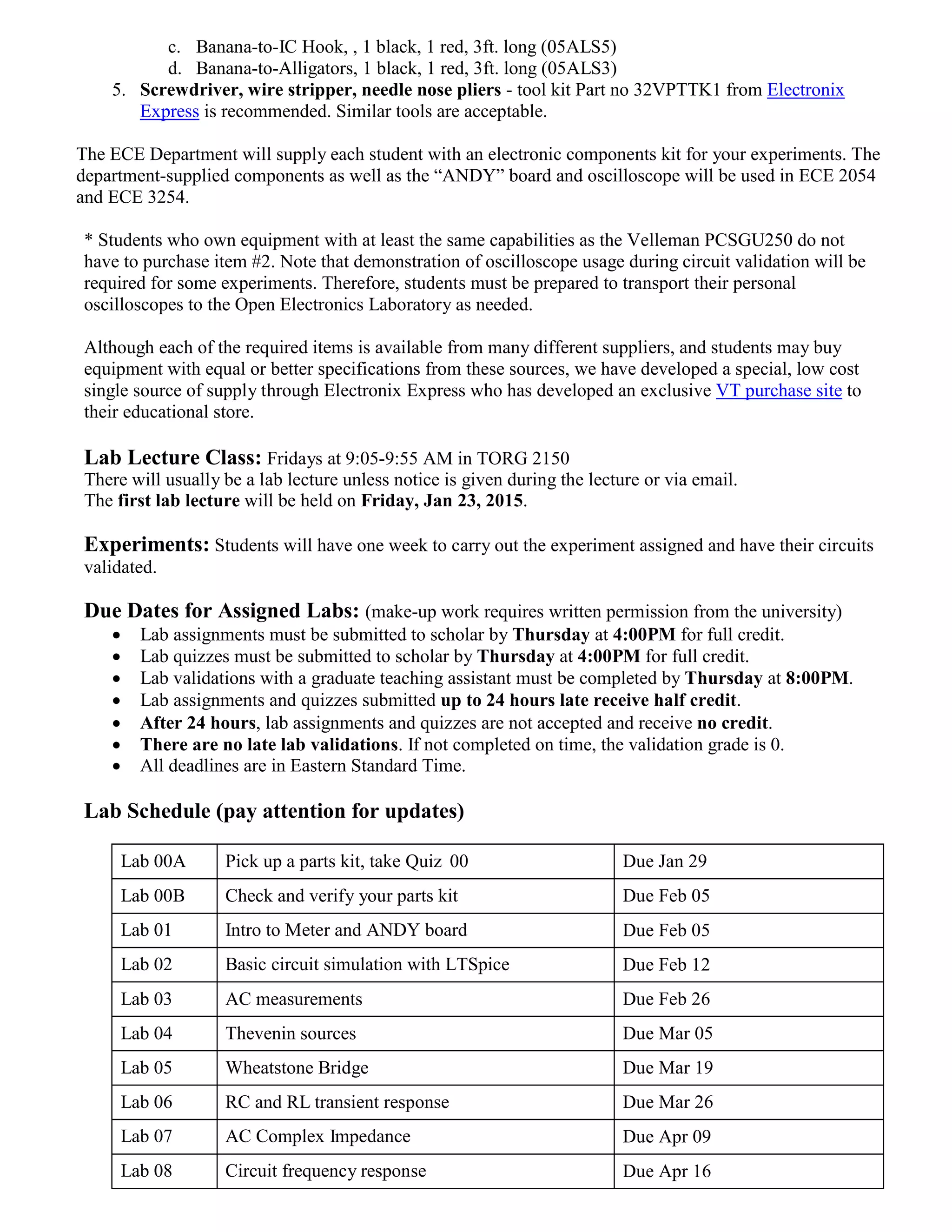 Syllabus_VT_ECE_2054_Spring2015 | PDF