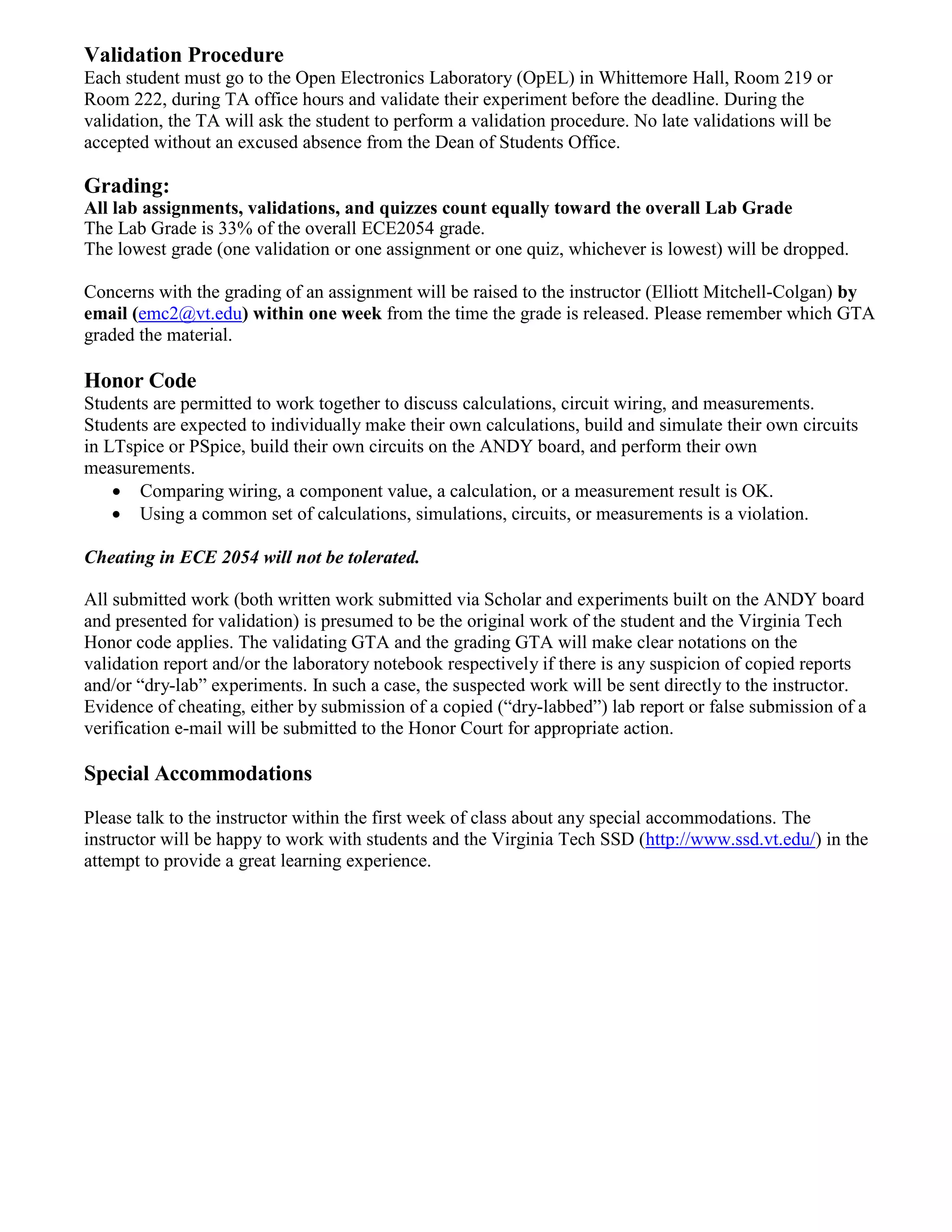 Syllabus_VT_ECE_2054_Spring2015 | PDF