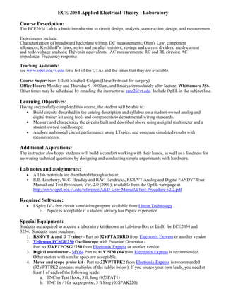 Syllabus_VT_ECE_2054_Spring2015 | PDF