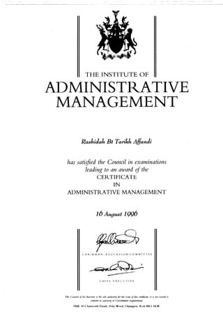 Cert - Admin Mgmt | PDF