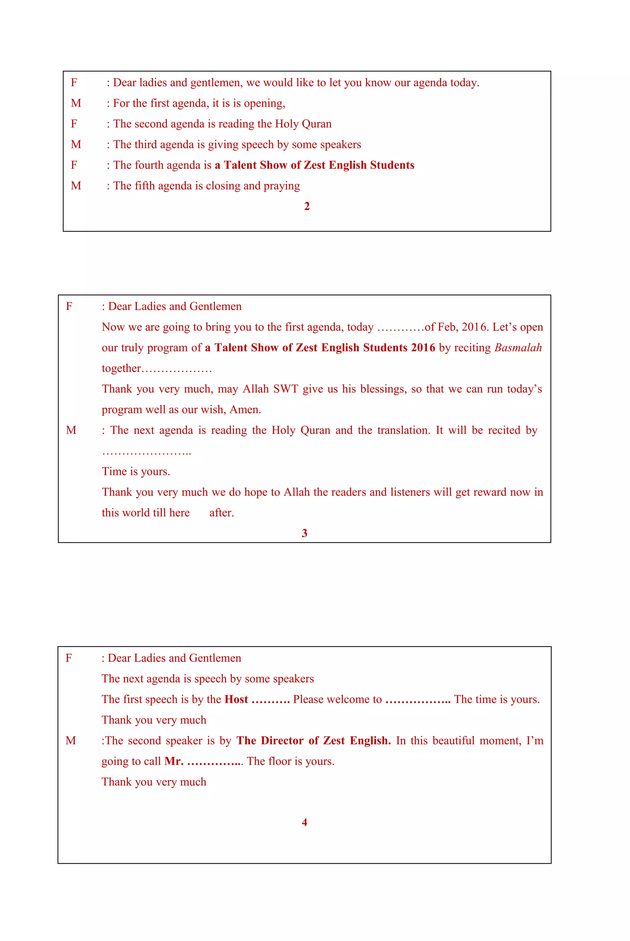English MC n Host speech | DOC