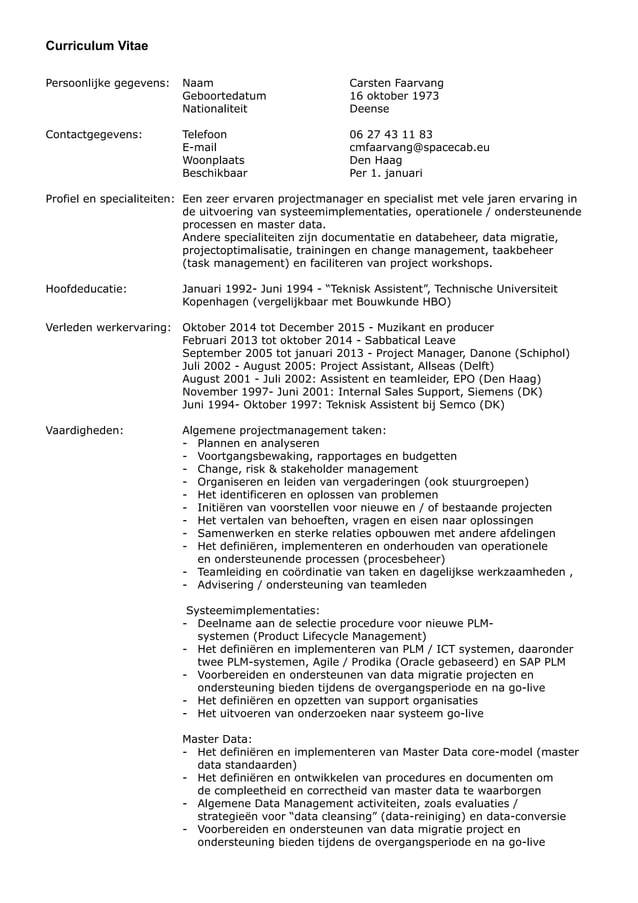 VAAR-CV CM Faarvang 2016 - NL | PDF