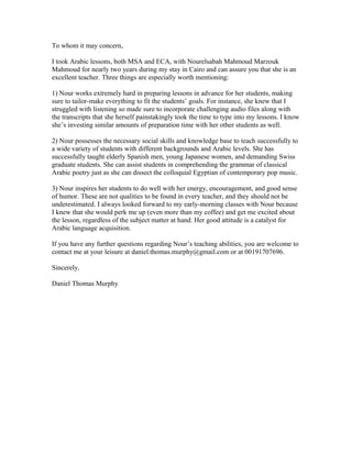 Recommendation Letter for Nour | DOC