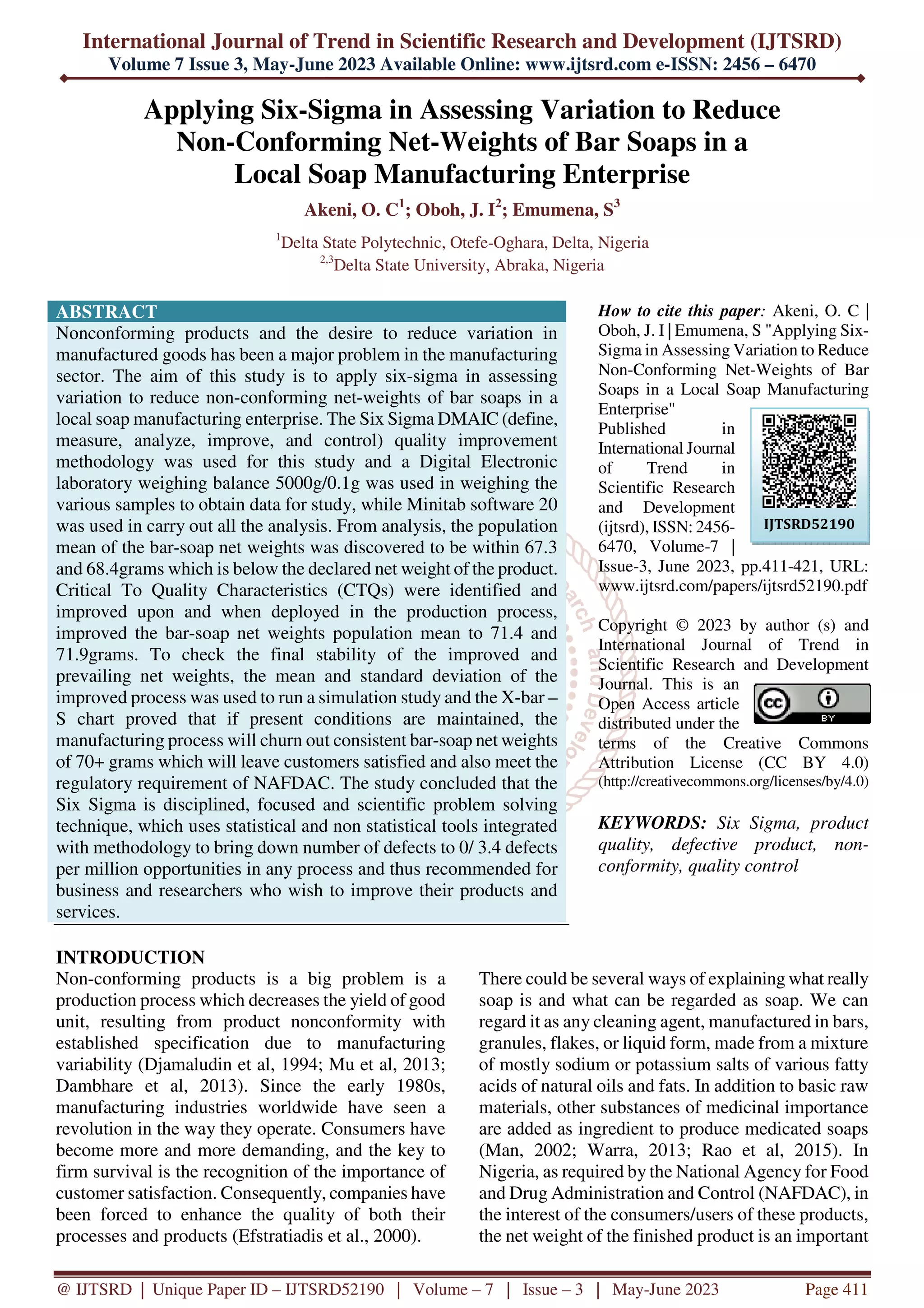 Applying Six Sigma in Assessing Variation to Reduce Non Conforming Net ...