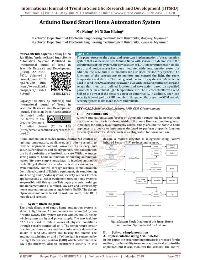 Arduino Based Smart Home Automation System | PDF | Home Appliances | Home & Garden