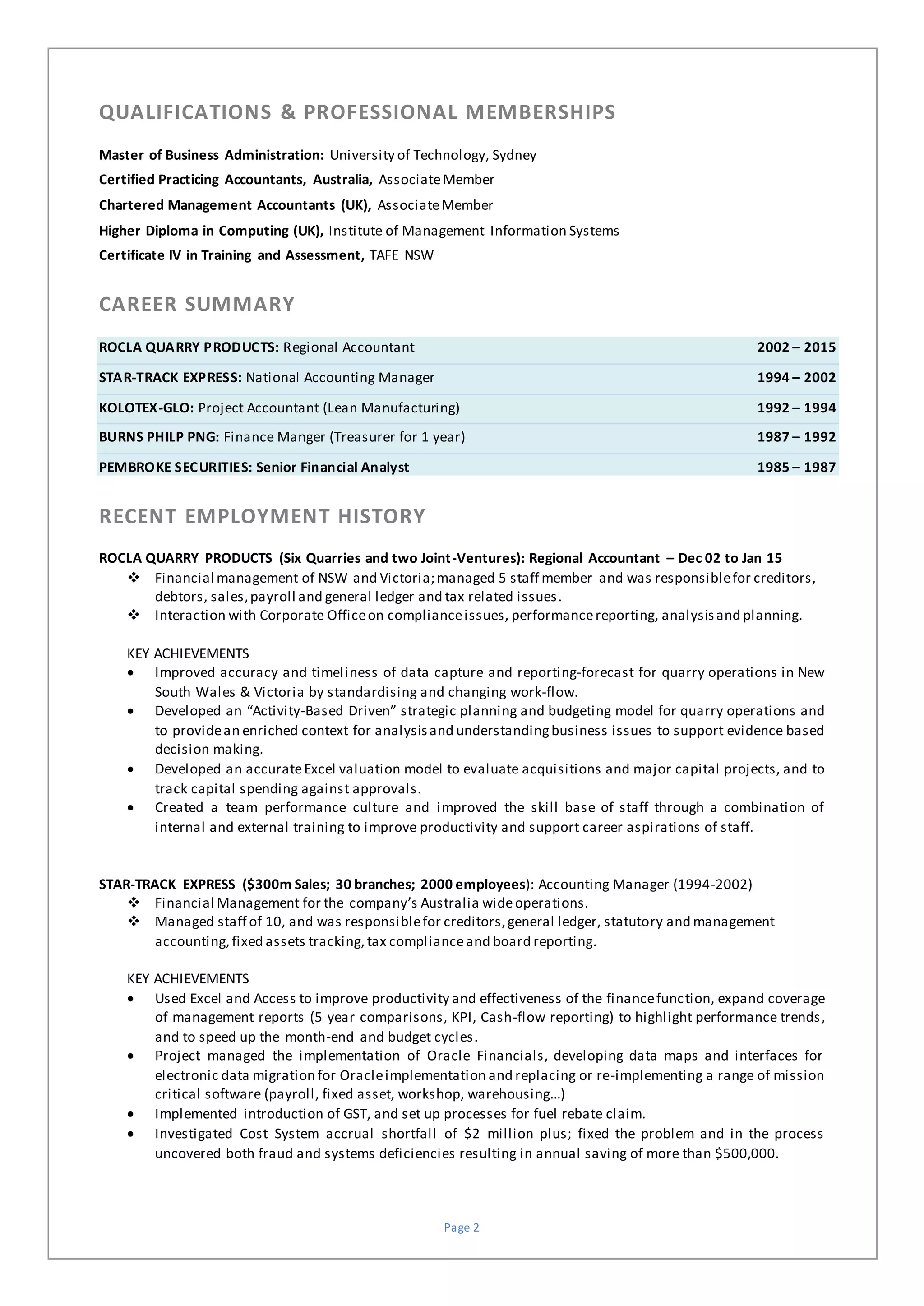 CV FM | DOCX | Business Accounting & Finance | Business