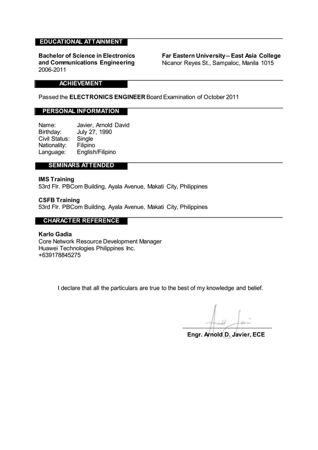 ARNOLD D. JAVIER CV | PDF | Free Download