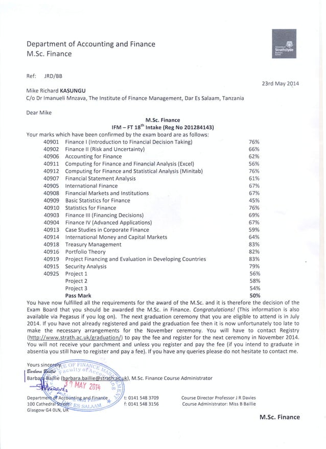 Msc Finance Final Transcript | PDF