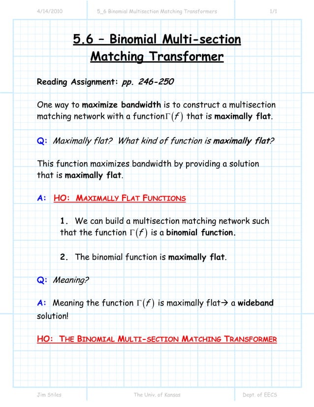 5 6 binomial multisection matching transformers | PDF