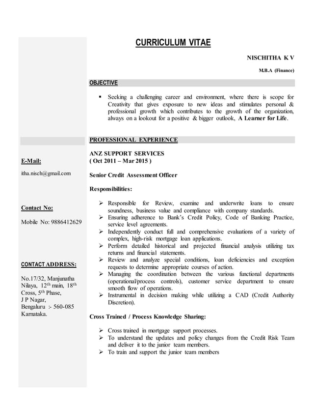 Nischitha K V.. Curriculum Vitae | PDF