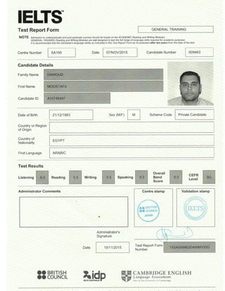 CERTIFICATE - IELTS | PDF