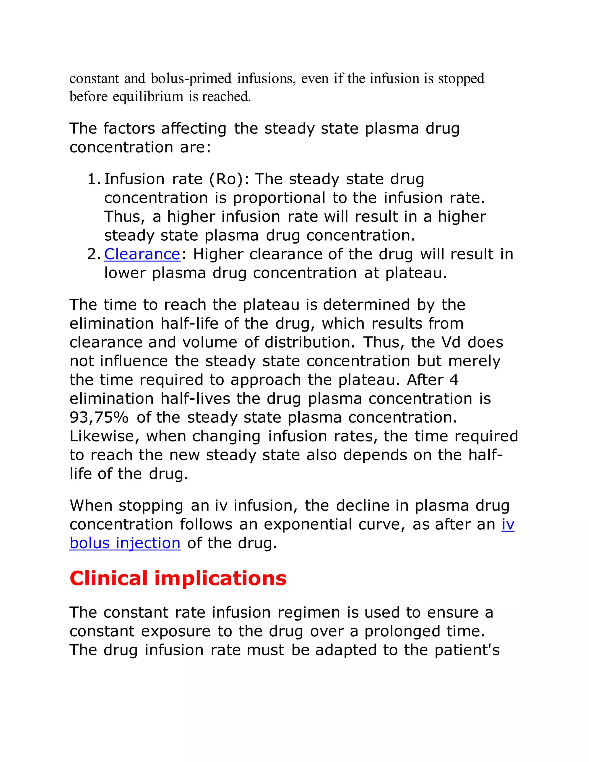 pharmacokinetic of iv infusion | DOCX