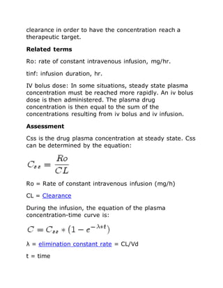 pharmacokinetic of iv infusion | DOCX